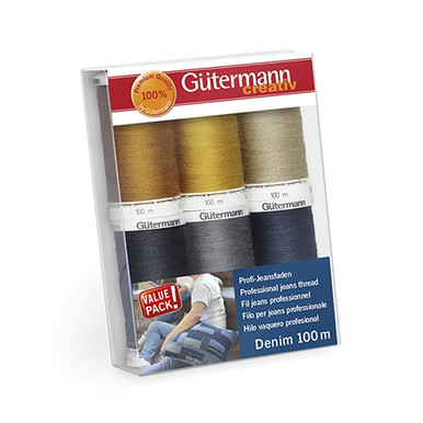 Gutermann Denim Thread Set - 6 reels (100m each) - Knit Sew Quilt NZ