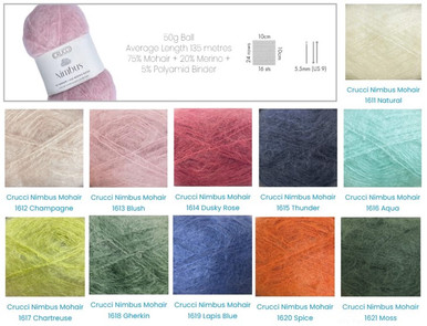 Nimbus Mohair Blend 12ply -50 grams / 125 metres - also knits as 8ply ...
