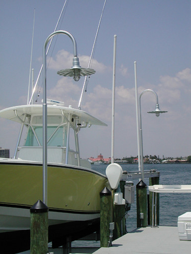 Aluminum Wharf Pole Dock Light w/Radial Wave Shade-11 foot - Nautical ...