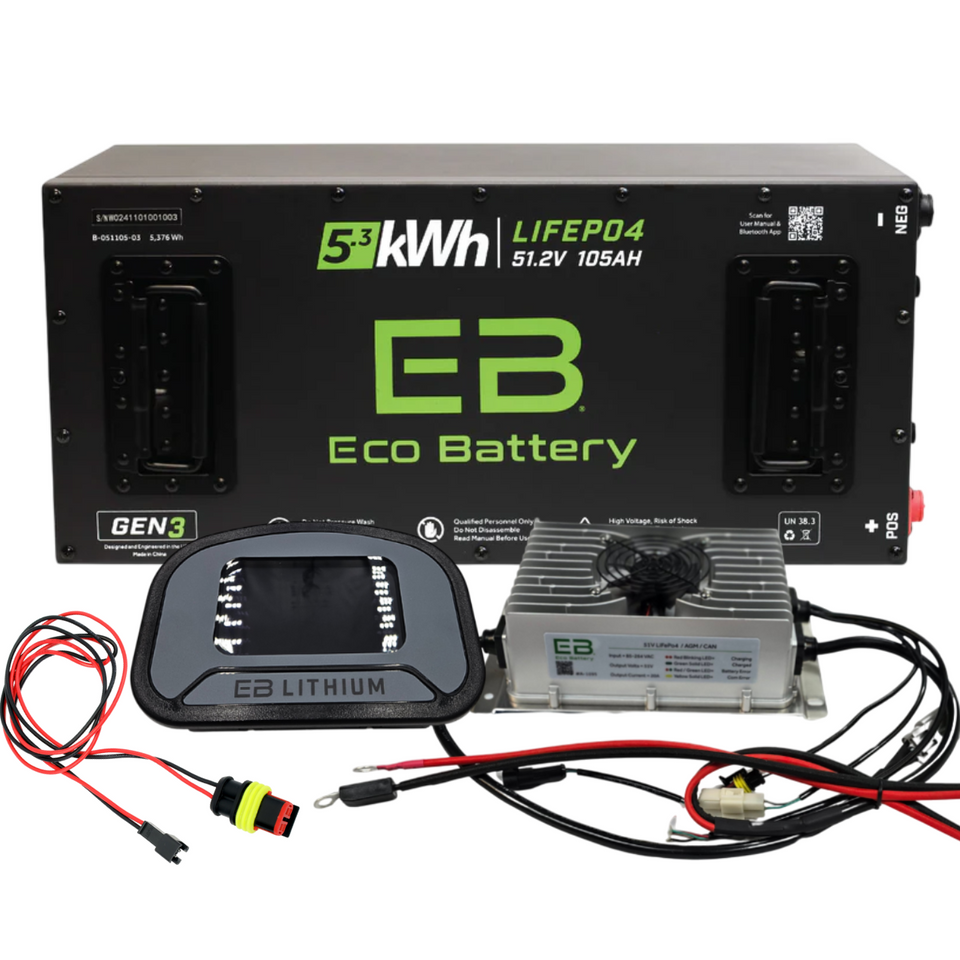 Eco Battery 48-51V 105aH "Thru Hole" ICON EV Metal Lithium Golf Cart ...