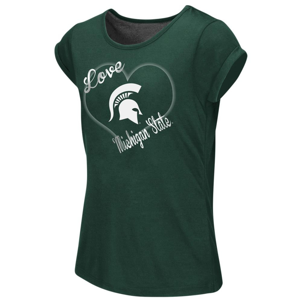 Michigan State University Girls Tee Heathered Split Back T-Shirt