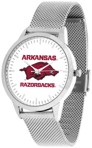 Arkansas Razorback Watch Silver Mesh Statement Wristwatch