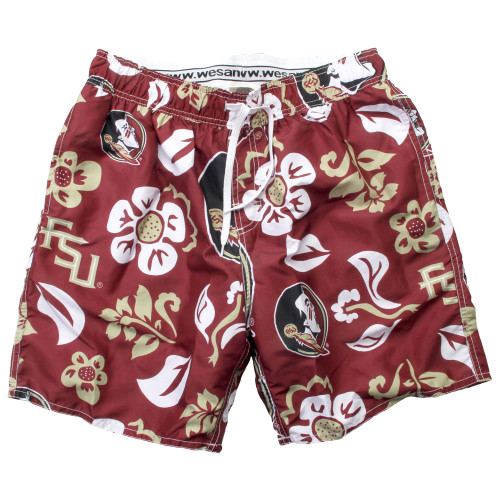 Men's FSU Florida State University Swim Trunks Floral Swim Shorts