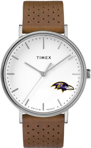 Womens Timex Baltimore Ravens Watch Bright Whites Leather