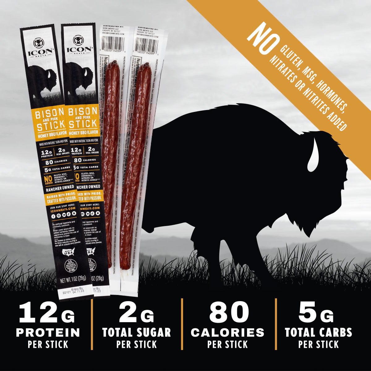 ICON Bison Ultimate Snack Sampler Pack - Bison Stick, Jerky & Summer ...