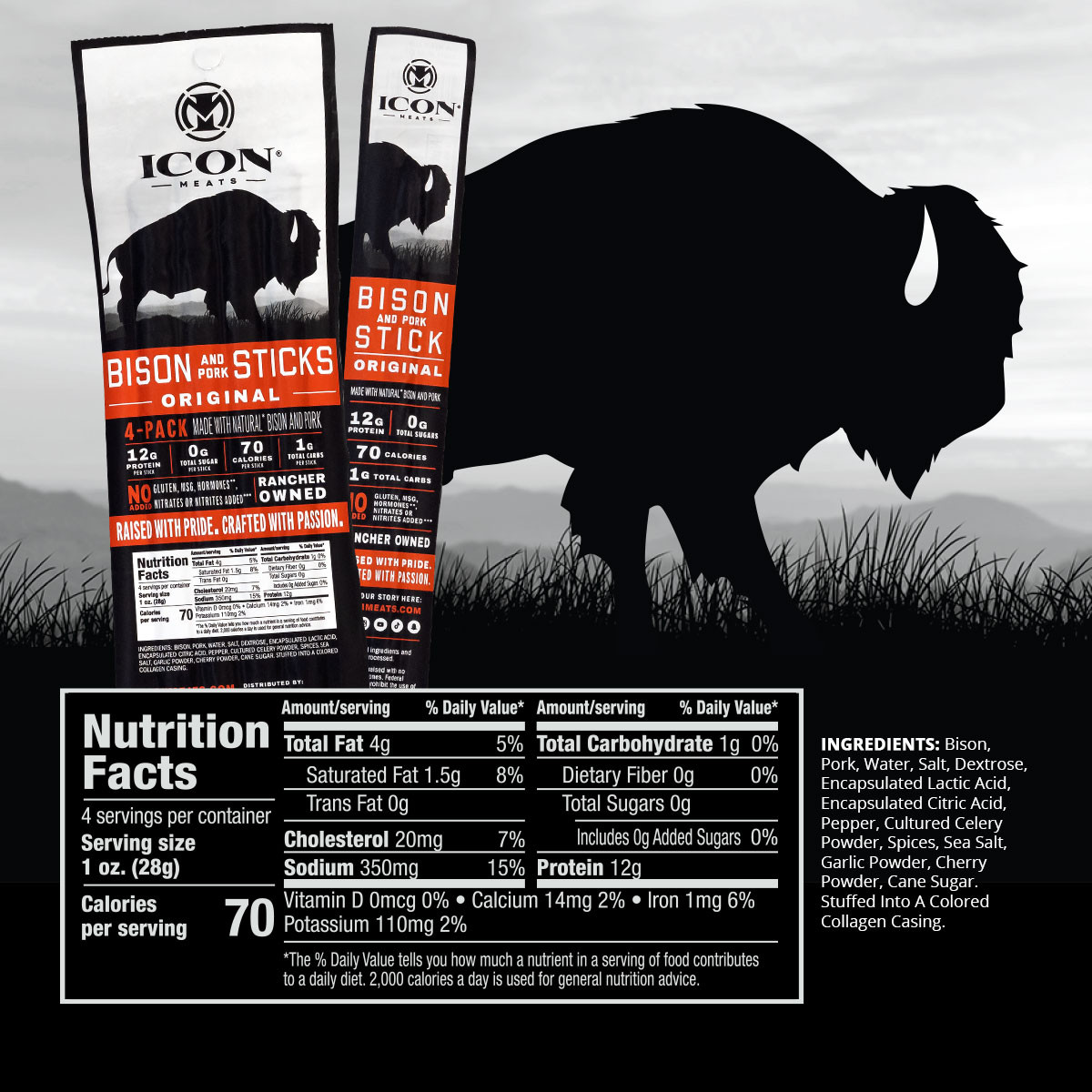 Bison Sticks - A 100% Natural, Healthy & Delicious Snack