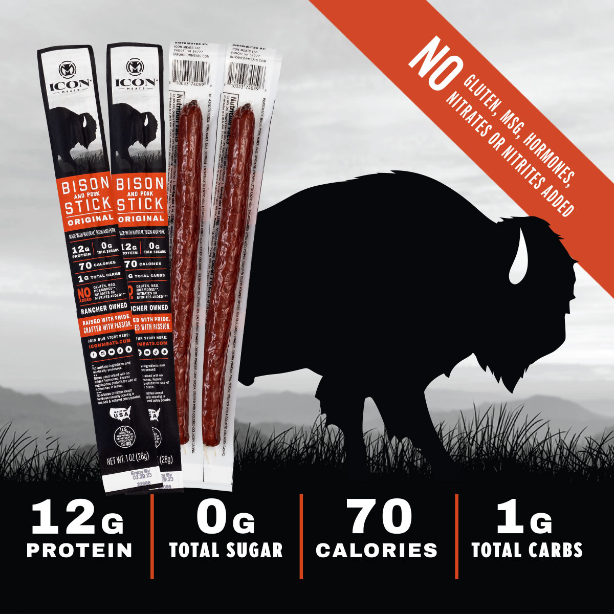 Bison Sticks - A 100% Natural, Healthy & Delicious Snack