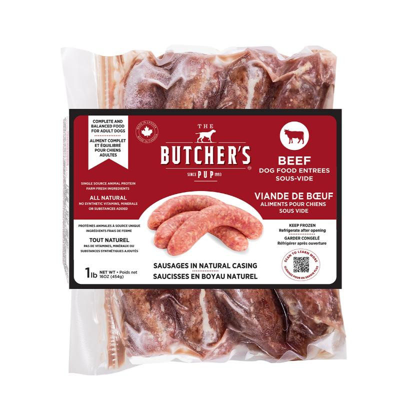 The Butcher's Pup Frozen Beef Sausages Dog Food - 1 lb