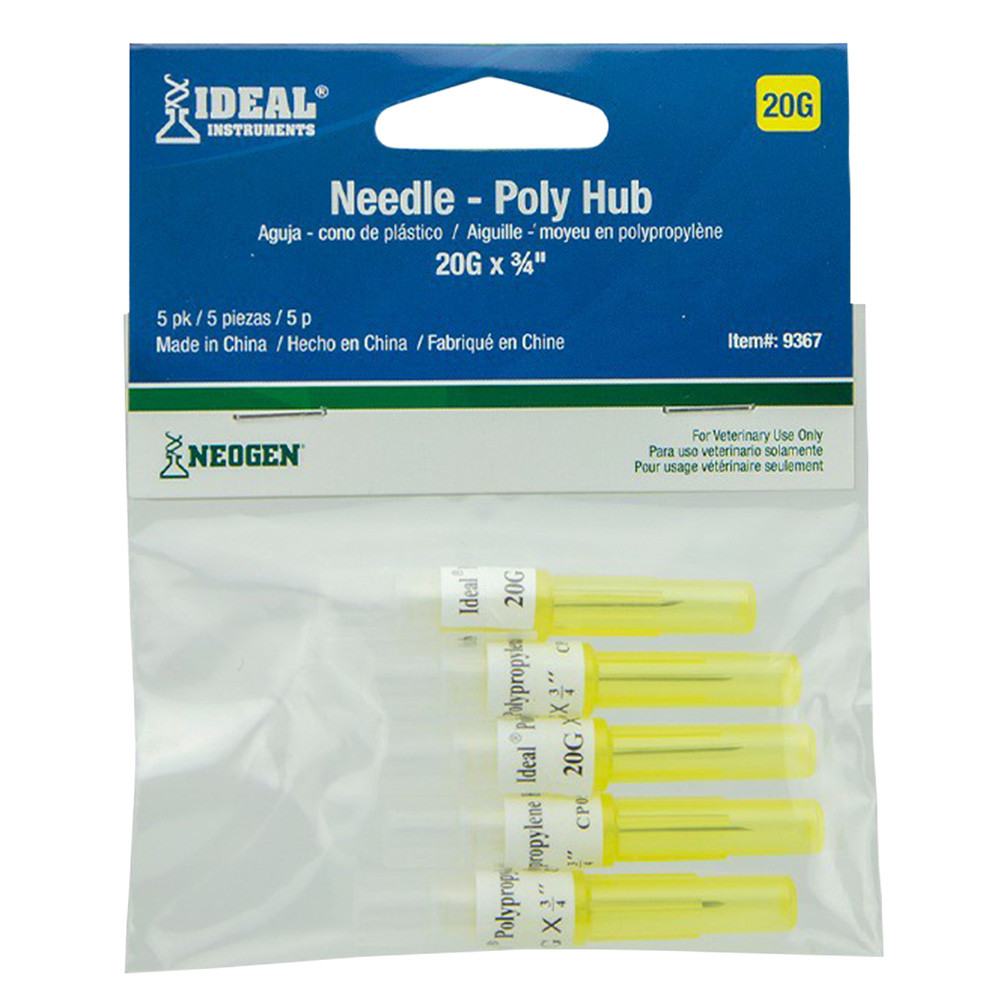Ideal Polypropylene Hub Needle - 20 ga X 3/4" - 5 pk