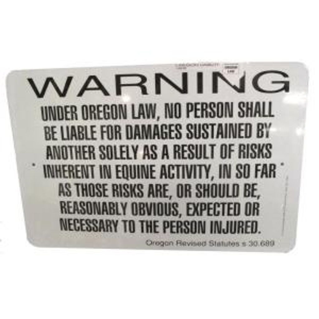 Equine Liability Sign OREGON