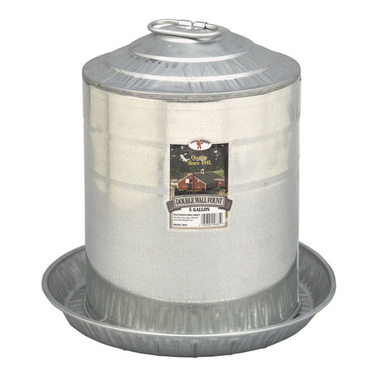Miller Manufacturing Galvanized Steel Double Wall Metal Poultry Fount
