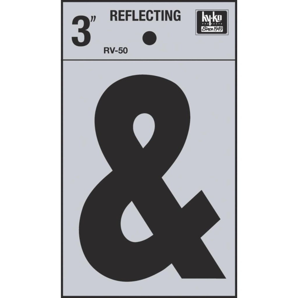 Hy-Ko 3" Black/Silver Vinyl Reflective Adhesive Ampersand Sign