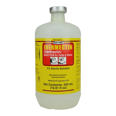 Durvet Ivermectin 1% Injection for Cattle & Swine - 500ml