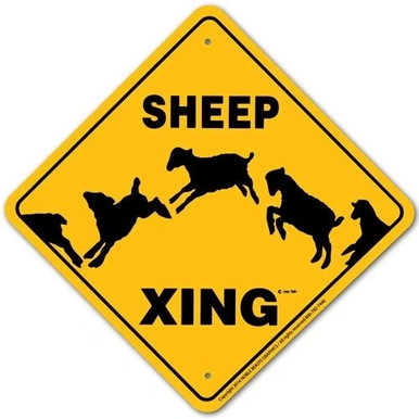 Noble Beasts Graphics Sheep Xing Aluminum Sign - 12" X 12" - Yellow/Black
