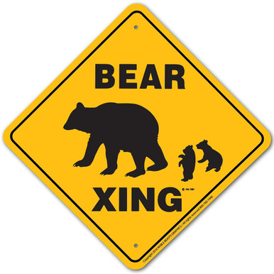 Noble Beasts Graphics Bear Xing Aluminum Sign - 12" X 12" - Yellow/Black