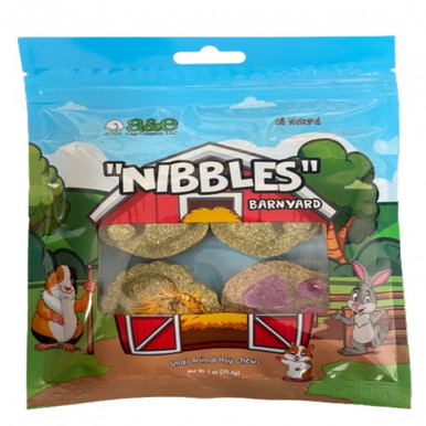A&E Cages Barnyard Nibbles Hay Chew Small Animal Bites Variety Pack - 6 pcs