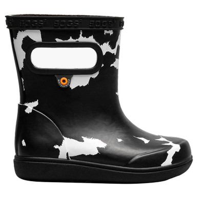 Bogs Footwear Kid's Skipper II Cow Rainboots - Black with White