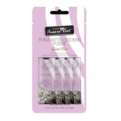 Fussie Cat Tuna Grain-Free Chicken Puree Cat Treat - 4 ct