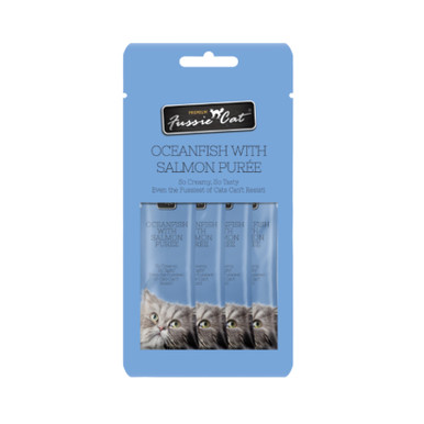 Fussie Cat Ocean Fish with Salmon Puree Cat Treat - 4 ct