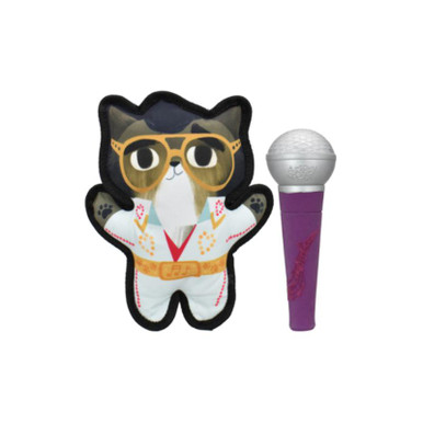 Multipet Artsy Pets Elvis Pawsley & Latex Microphone Cat and Dog Toy - 7"