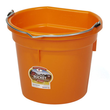Miller Manufacturing Orange Flat Back Polyethylene Plastic Bucket - 20 qt