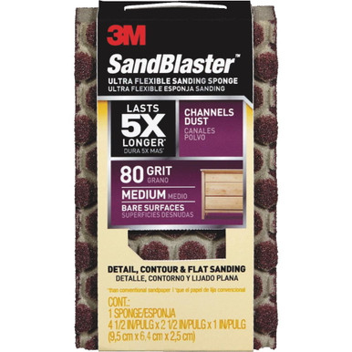 3M Sandblaster Medium Ultra Flexible Sanding Sponge - 1"