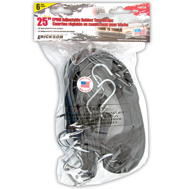 Erickson Adjustable EPDM Rubber Tarp Strap - 25" - 6 pk
