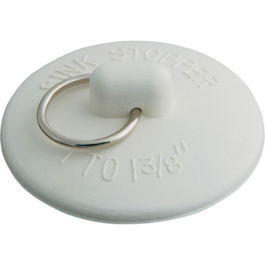 Master Plumber Sink Stopper with Metal Ring - White