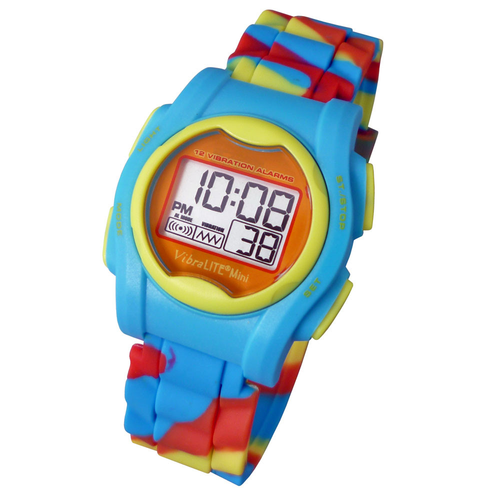 Global VibraLITE MINI Vibrating Watch with Multicolor Silicone Band ...