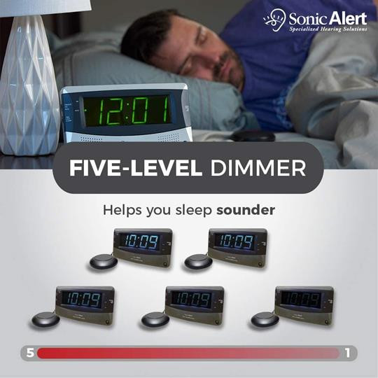 Sonic Alert Sonic Boom SBD375ss Vibrating Dual Alarm Clock | Dark Grey ...