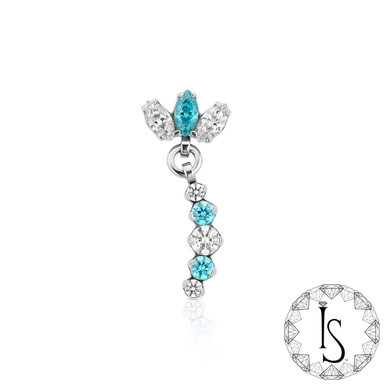 Titanium Marquis Fan Faceted Gem End with Prium #2 Dangle (Arc Right)