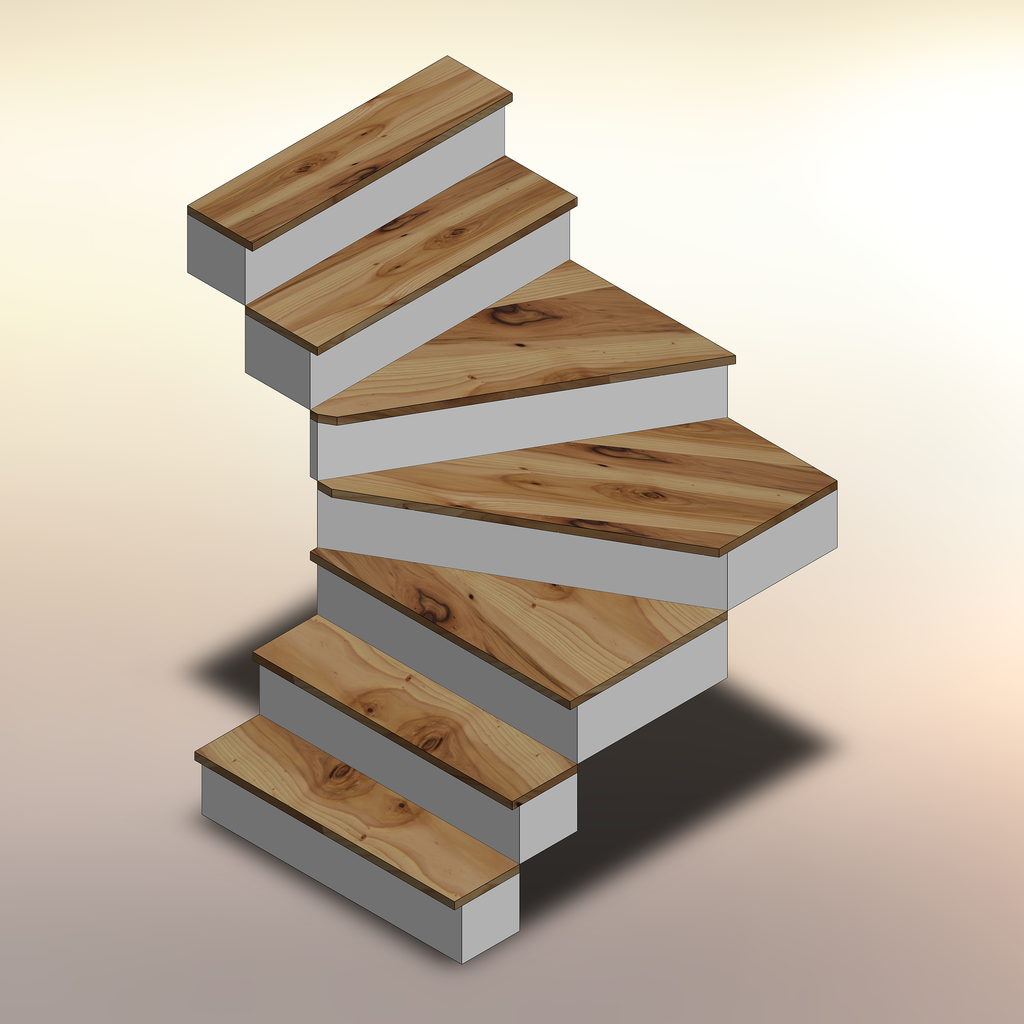 Rustic Hickory Winder Treads