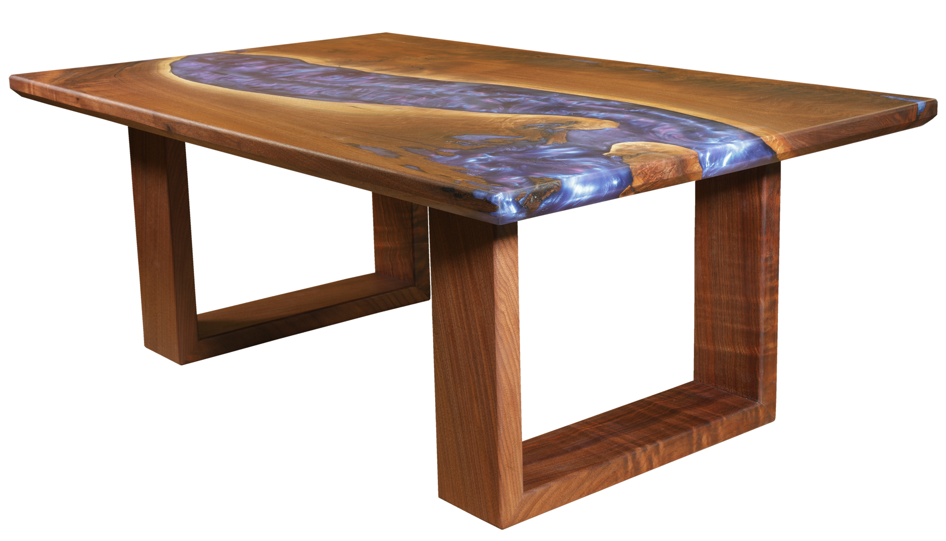 Walnut River Table with Okinawa Blue Epoxy - Hardwood Lumber Company
