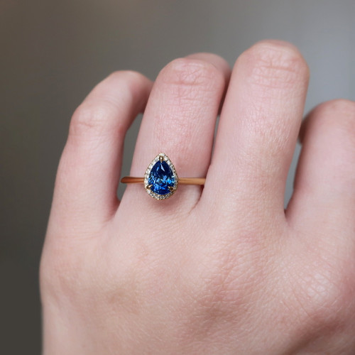 Zoe 1.2ct Pear Blue Sapphire Engagement Ring S810 ZOE NVST2345
