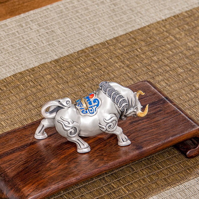 Cow Sterling Silver Tea Pet Table Decoration Ornament - Dragon Tea House
