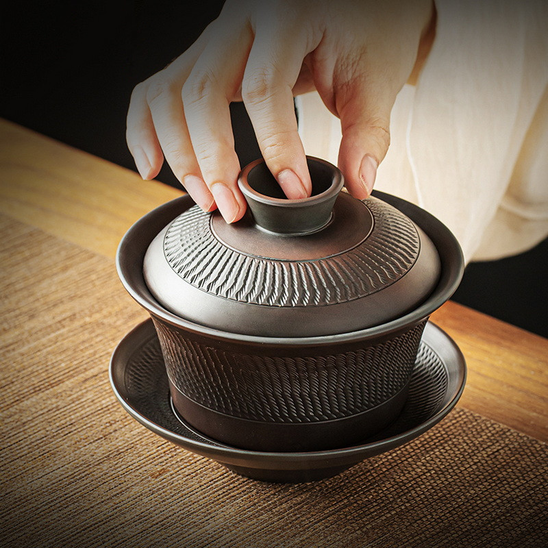 Tiao Dao Jian Shui Purple Pottery Gongfu Tea Gaiwan Brewing Vessel ...