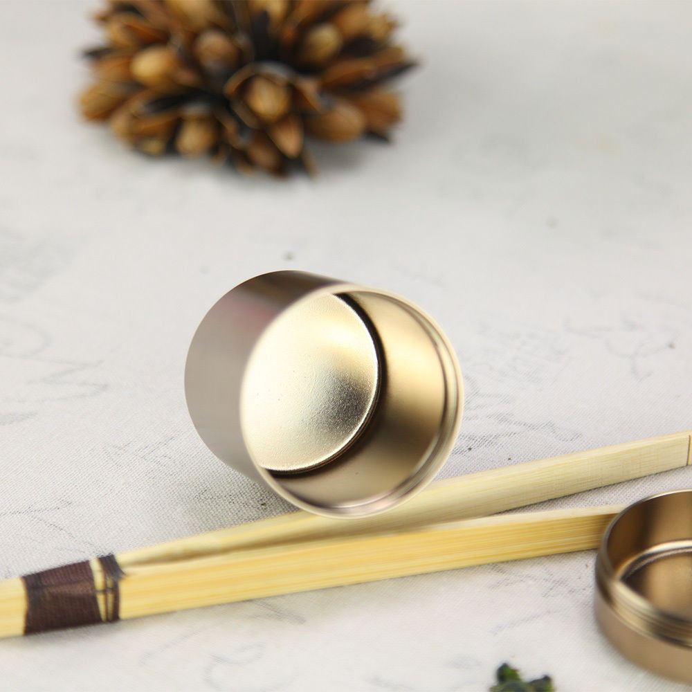 Golden Mini Screw Cap Airtight Matcha Canister Tea Powder Caddy ...
