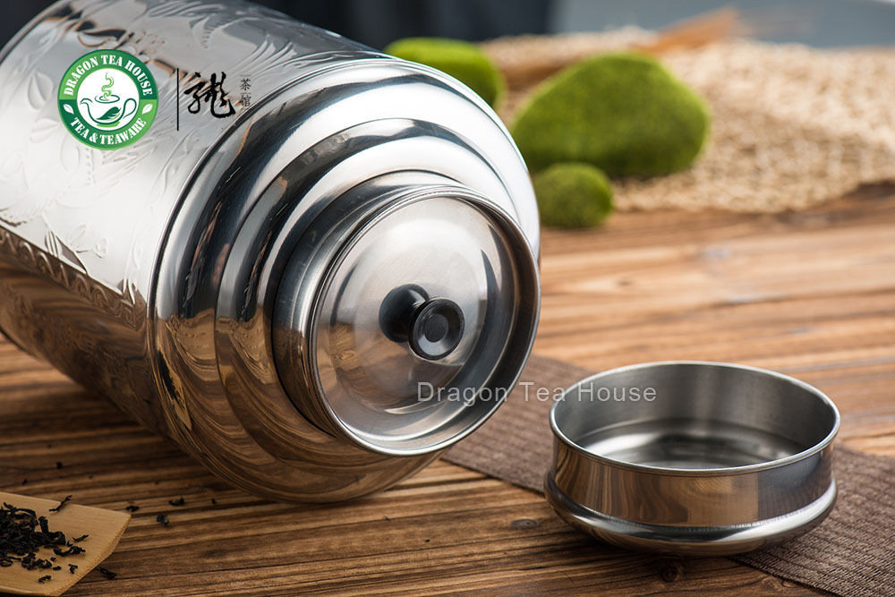 Giant Stainless Steel Canister Tea Caddy Container With Double Lid ...