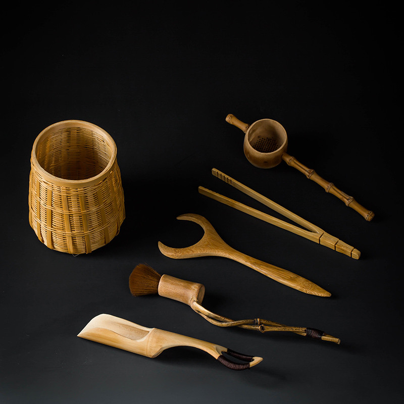 Zhubian Tengbian Chinese Cha Dao Set 6 Pieces Bamboo Tea - Dragon Tea House