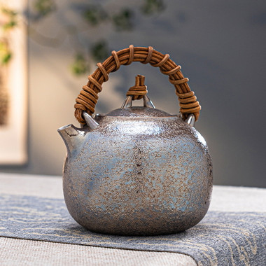 Handmade Pure Silver Kettle Zi Pi Teng Bian 700ml - Dragon Tea House