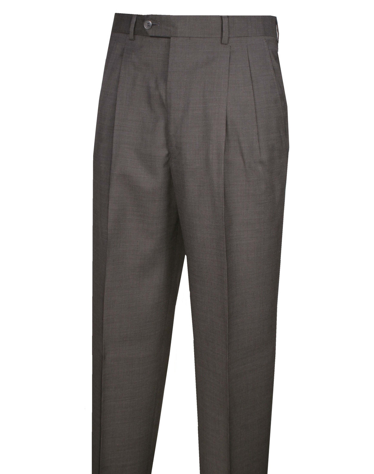 Leonardo Valenti Classic Grey Nail-head Wool Dress Slacks - Made in ...