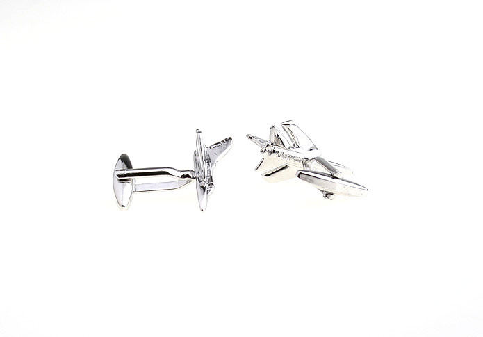 Military F16 Fighter Jet Silver Cufflinks (V-CF-M6136-S) - Vavra's Menswear