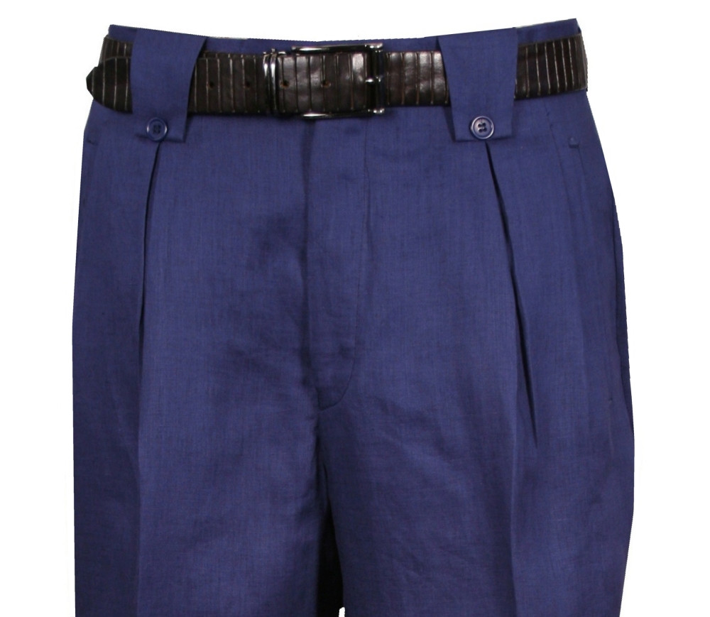 Veronesi 100% Royal Blue Linen Wide-Legged Slacks - Vavra's Menswear