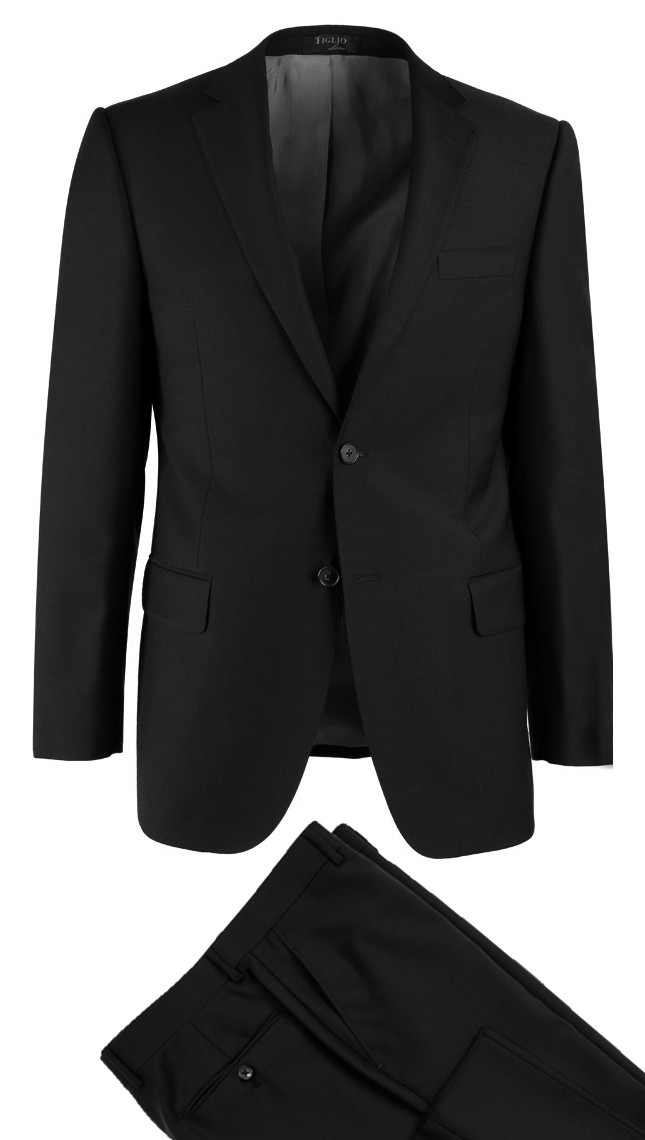 Tiglio Modern Fit Italian Wool Suit - Black - Vavra's Menswear