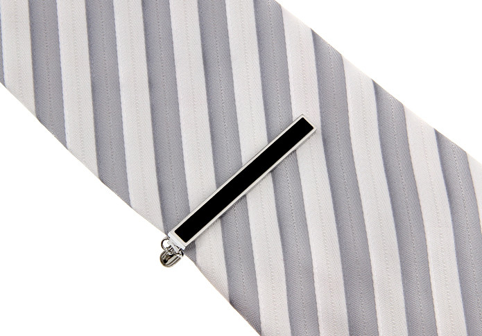 Black Insert Design Tie Bar Clip - Vavra's Menswear