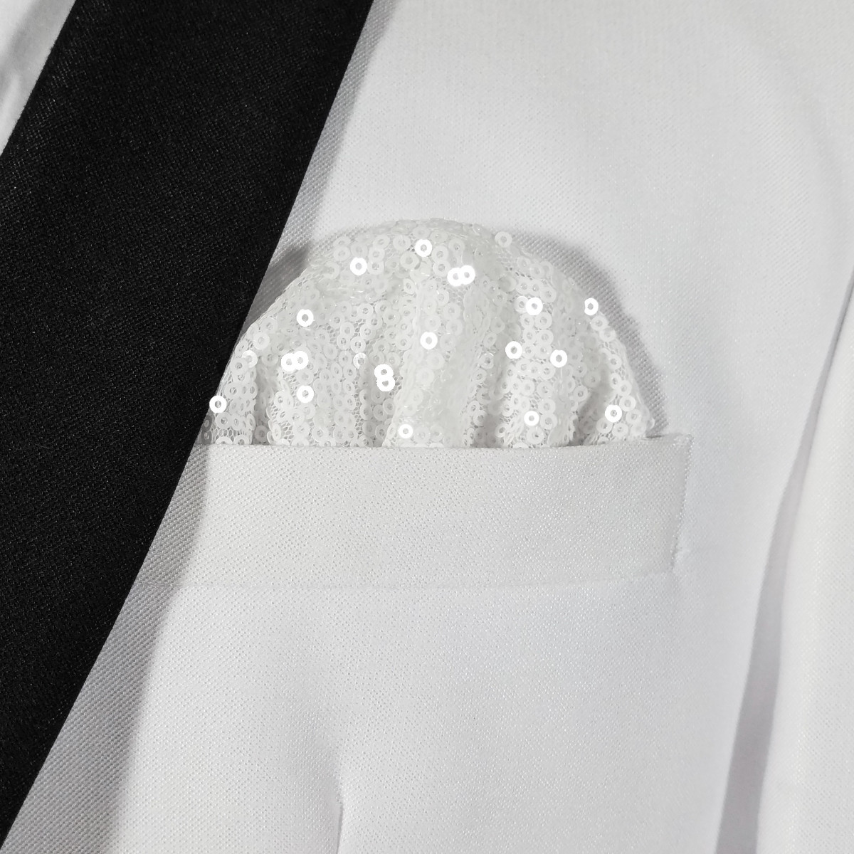 Men's Sequin Pre-Folded Pocket Square Insert - Bright White - Vavra's ...