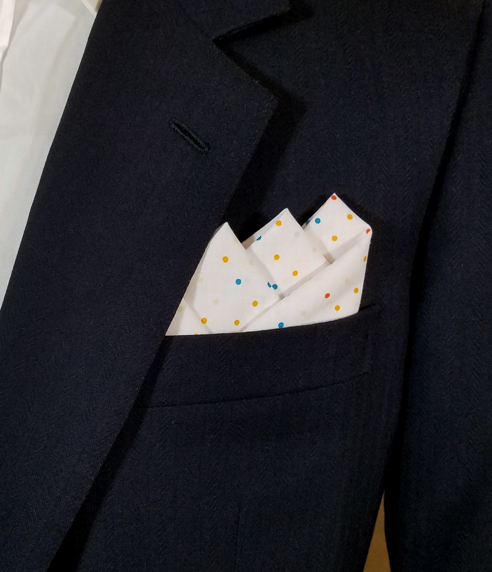 White Mini- Dots 100% Cotton Pre-Folded Pocket Square Handkerchief ...