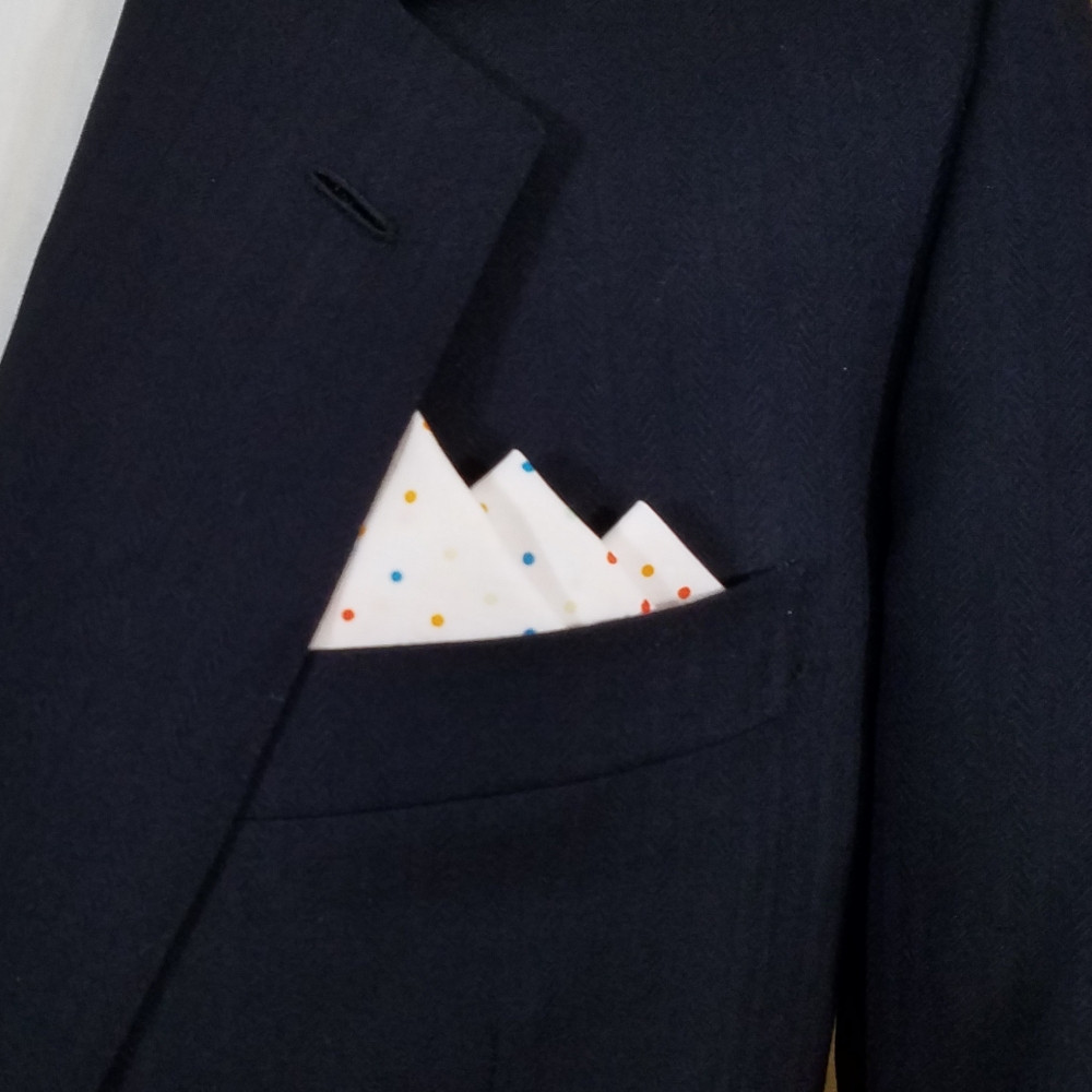 White Mini- Dots 100% Cotton Pre-Folded Pocket Square Handkerchief ...