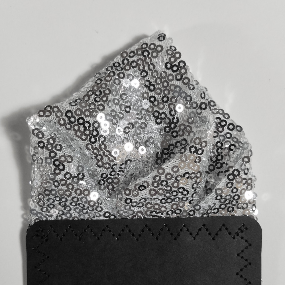 Men's Silver Sequin Pre-Folded Pocket Square Insert - Point Design ...
