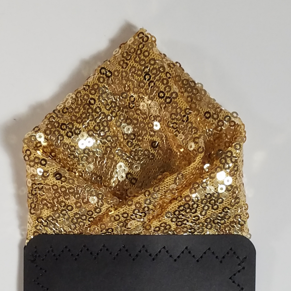 Men's Gold Sequin Pre-Folded Pocket Square Insert - Point Design ...